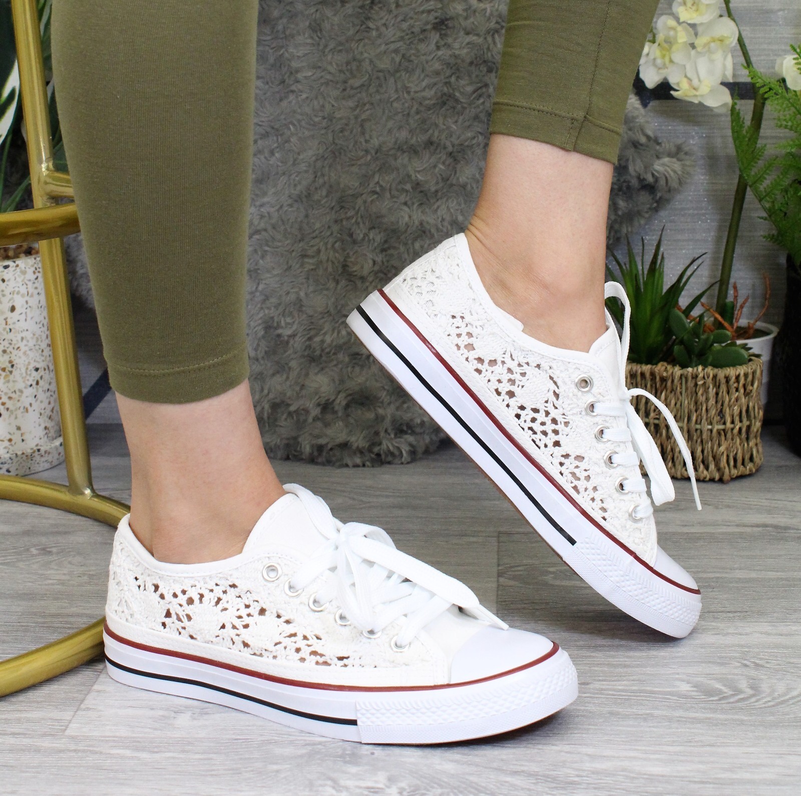 Ladies Canvas Trainers Sneakers Summer Plimsolls Lace Up Flat Pumps ...