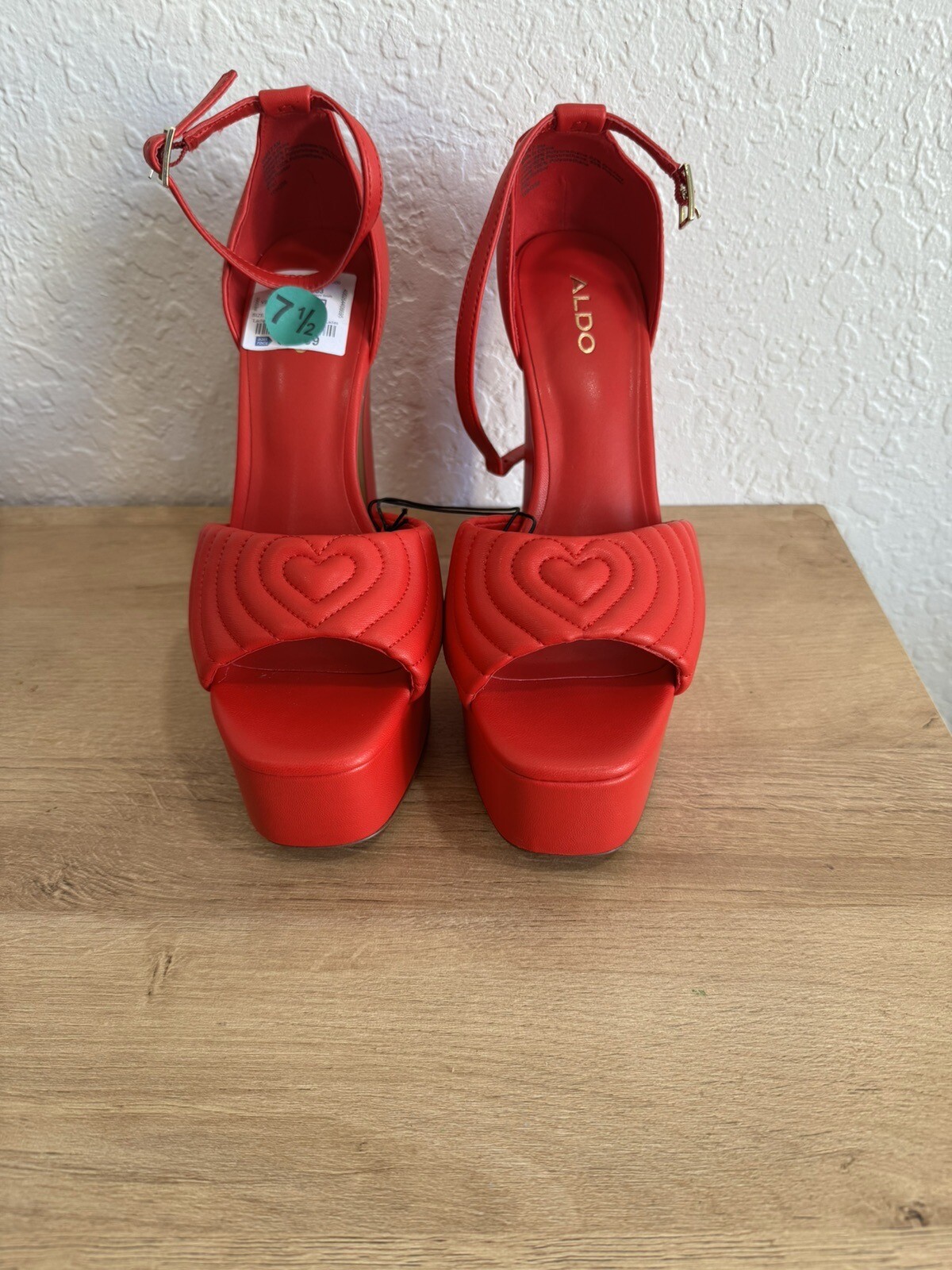 Aldo Heart Embroidered Platform High Heel Strappy Sandals Women’s Size ...