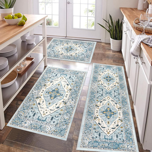 Farmhouse Kitchen Rugs Sets of 3, Kitchen Runner Rugs Non Slip Washable ...