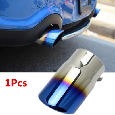 1x Blue Car 87MM Stainless Steel Rear Exhaust Muffler End Tail Pipe ...