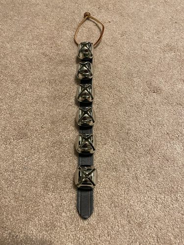 SLEIGH BELLS LEATHER Christmas Hanging Leather Brown 6 Bell Leather ...