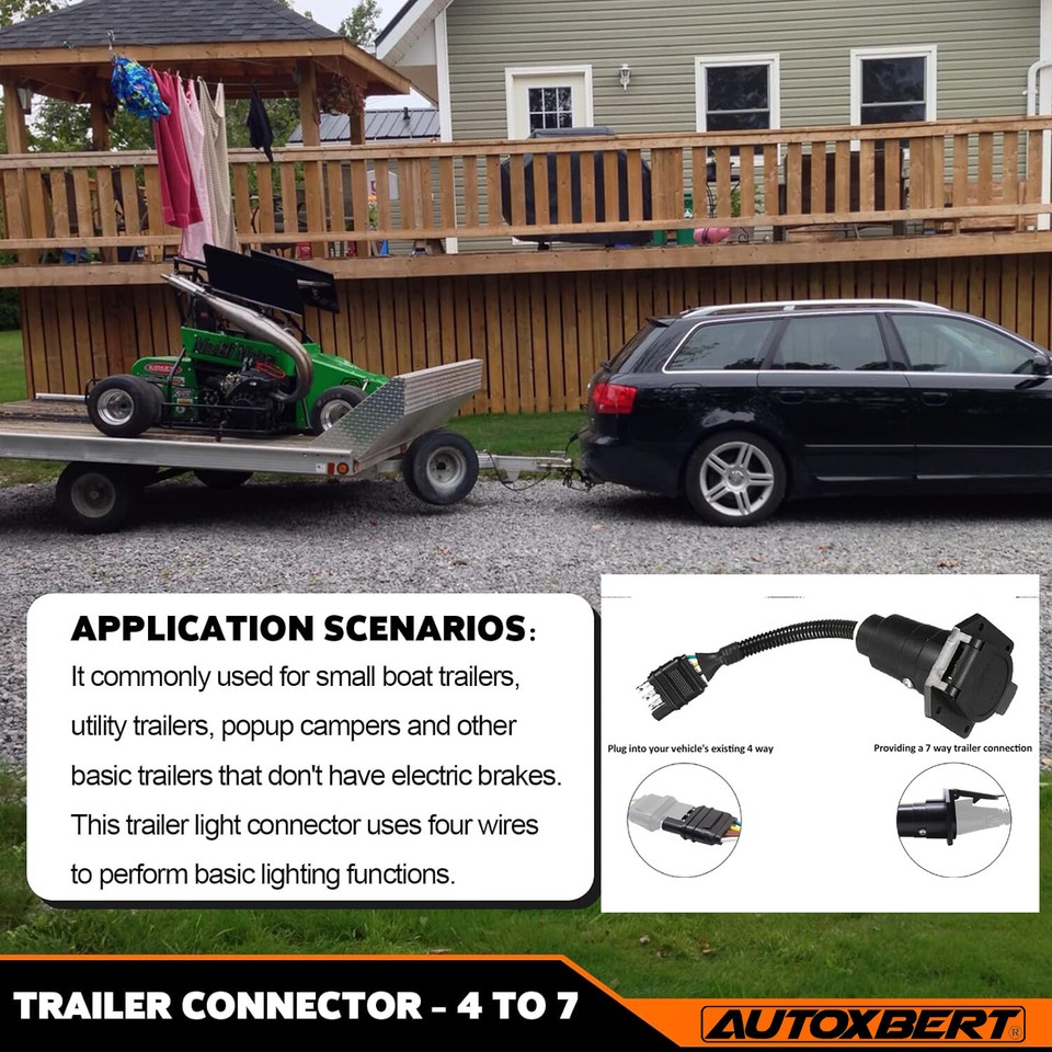4 Pin to 7 Way Round RV Blade Trailer Tow Adapter Light Wiring ...