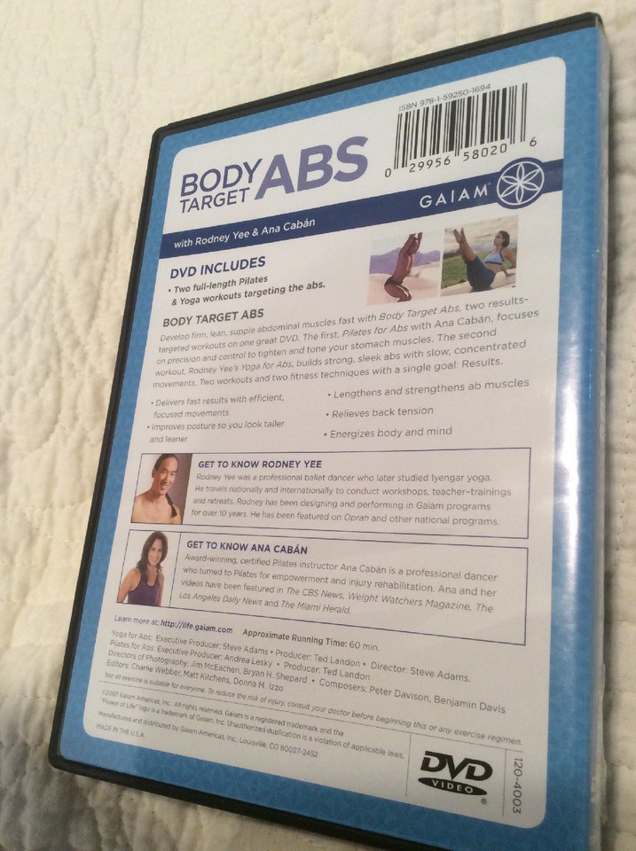 Body Target Abs DVD 2 Workouts Yoga Pilates Rodney Yee Ana Caban Gaiam ...