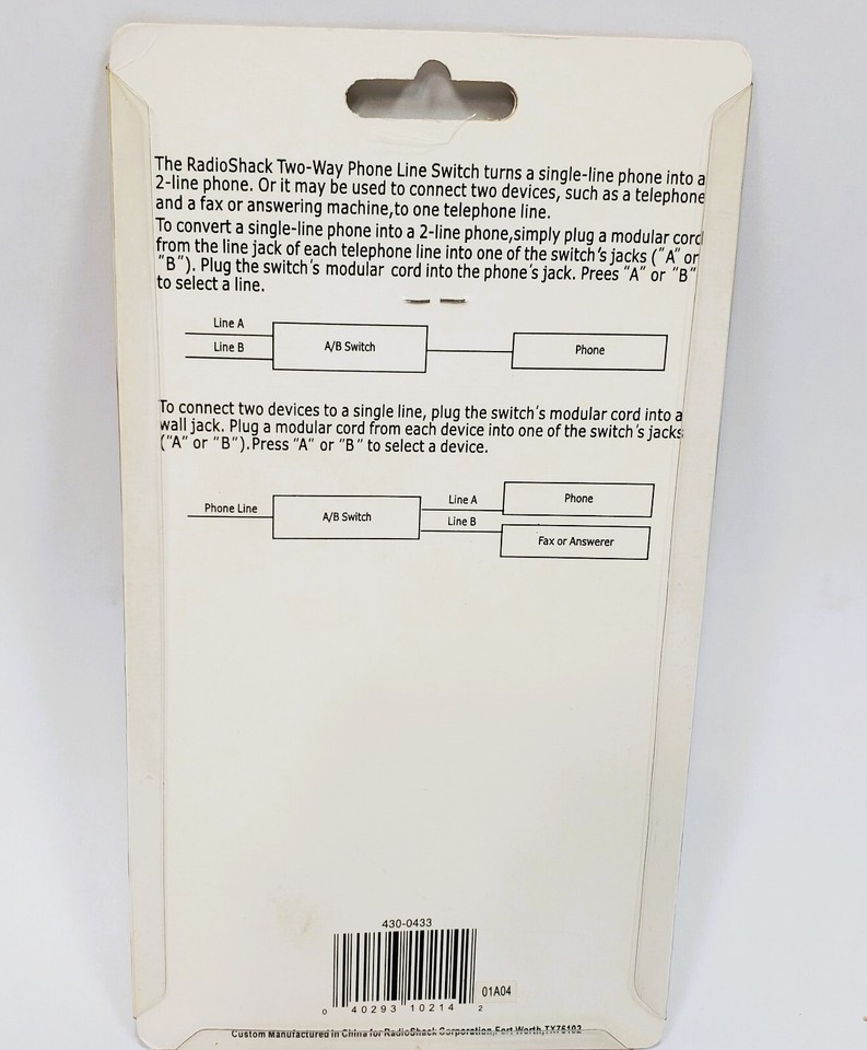 RadioShack Two-Way Phone-Line Switch 43-433 | eBay
