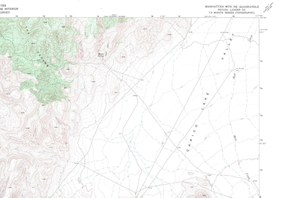 Manhattan Mtn. NE, Nevada 1969 Vintage USGS Topo Map 7.5 Quadrangle ...