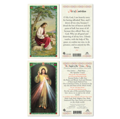 Laminated Act of Contrition AND Chaplet of Divine Mercy Prayer Card Set ...