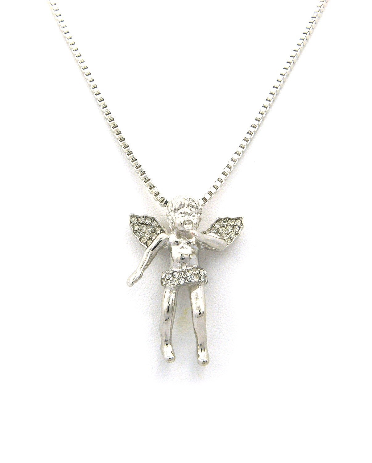 NEW BABY ANGEL MICRO PENDANT &2mm/24" BOX CHAIN SMALL NECKLACE -MMP53BX ...