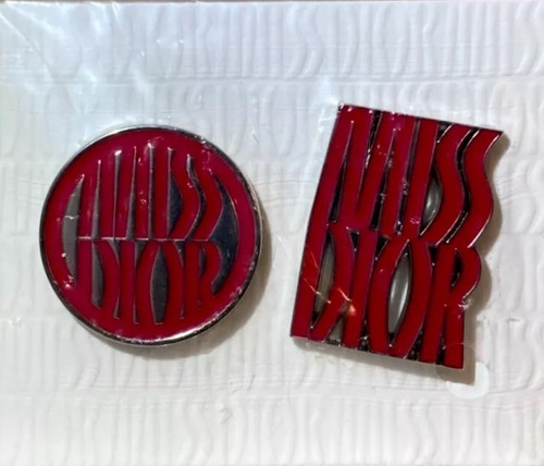 2 Pieces MISS DIOR Logo Pins Set in Red / Silver New In Bag, Great ...
