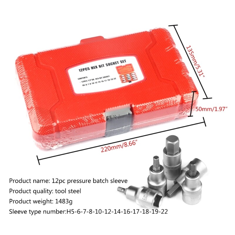 12Pcs Allen Key Socket Set Hex Bit Socket Set Screwdriver Bit Set 1/2 ...