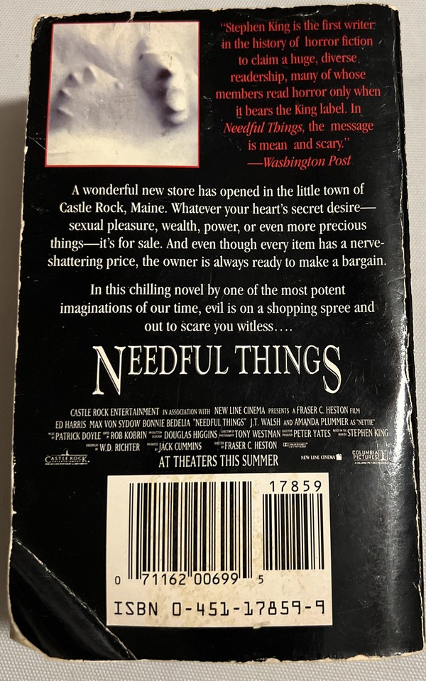 NEEDFUL THINGS by Stephen King (Paperback, 1992) Movie Tie-In | eBay