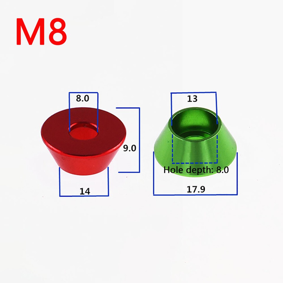 M3/M4-M8 Aluminium Cone Cup Head Washers DIY Washers For Socket Cap ...