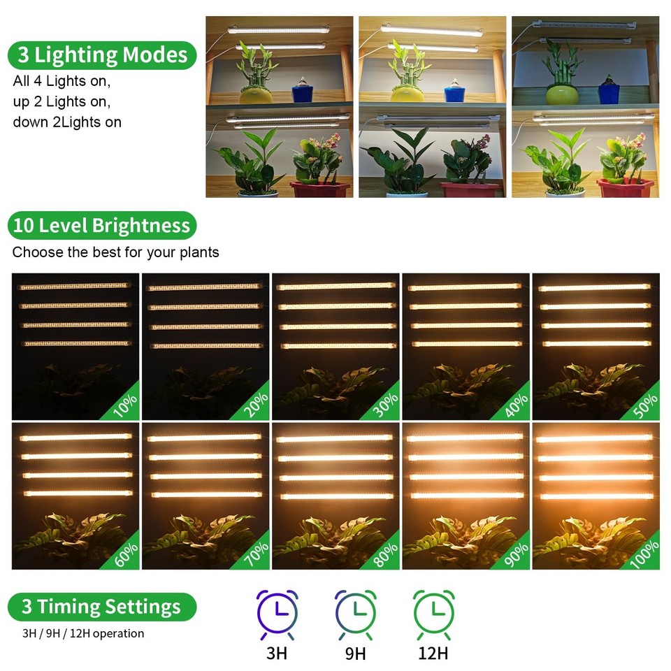 LED Plant Growing lamp, 3000K Full Spectrum Grow Light Strips for ...