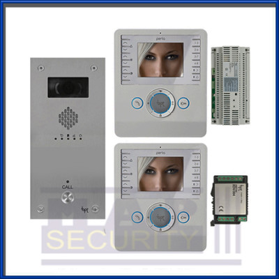 BPT 1 WAY INTERCOM DOOR ENTRY SYSTEM - 2 MONITORS & BRUSHED STEEL PANEL ...