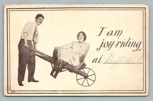 "Joy Riding at SHEFFIELD Pennsylvania" Antique Wheelbarrow Humor PC ...