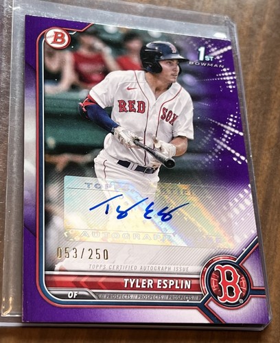 Tyler Esplin 2022 Bowman PURPLE #d / 250 RC AUTO # PPA-TE Boston Red ...