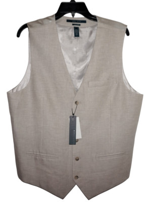 Perry Ellis Mens Vest Large Linen Blend Natural Linen Core NWT (V-86 ...