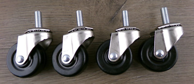 Rubber Stem Casters 4 Pack, 2in, D Swivel Soft Rubber, Threaded Stem ...