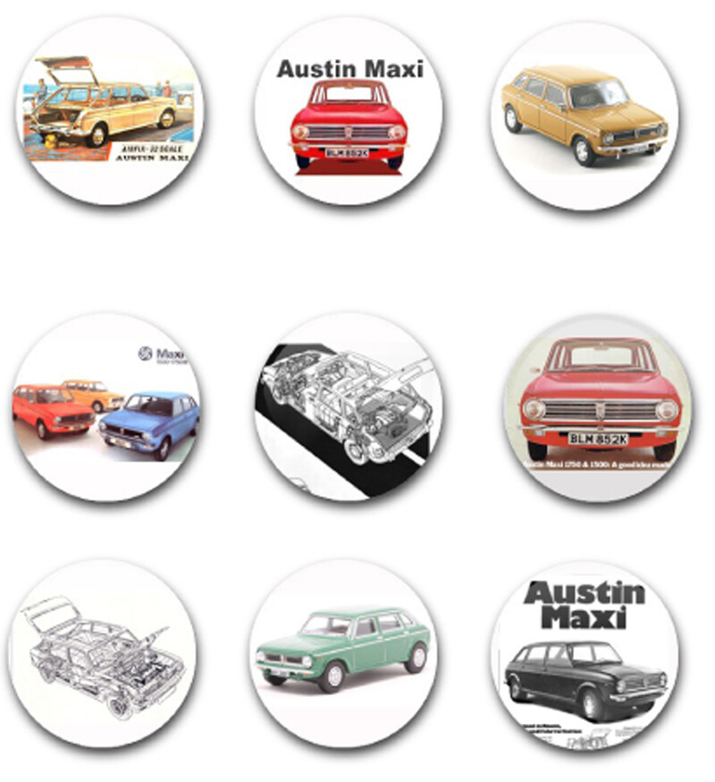 25mm BUTTON BADGES X9 FEATURING THE AUSTIN MAXI | eBay UK