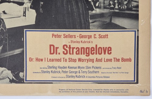 DR STRANGELOVE Original Movie Lobby Card Poster Kubrick Cold War George ...