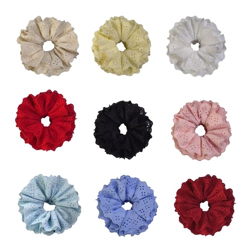 Lace Hair Scrunchies Oversized Hair Bun Scrunchy Ruffle Fashion ...