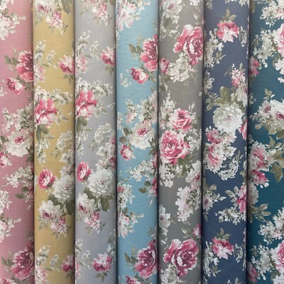 Rose Garden Cotton Rich Linen Look Curtaining Furnishing Upholstery ...