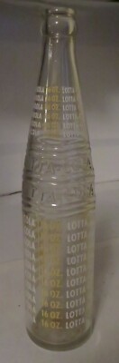 Vintage LOTTA COLA 16 oz Soda Bottle Clear Glass ACL w/Yellow & White ...