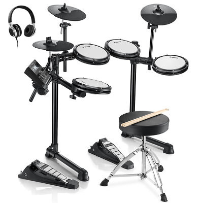 Donner DED-200 Lite Electric Drum Set With Throne Quiet Mesh Pad Dual ...