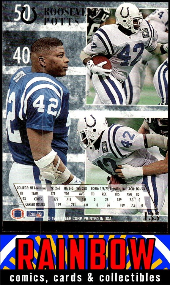 1994 Ultra #135 Roosevelt Potts Indianapolis Colts | eBay