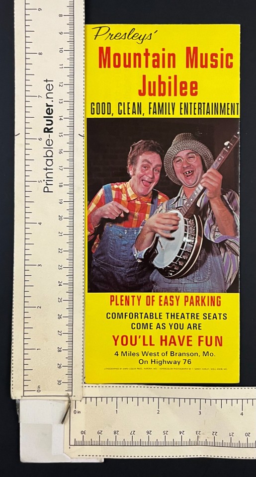 1977 Presley Mountain Music Jubilee Ozarks MO Musical Comedy VTG Travel ...