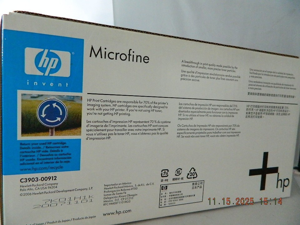 HP LaserJet 03A C3903A Genuine Black Toner Print Cartridge 5P 5MP 6P ...