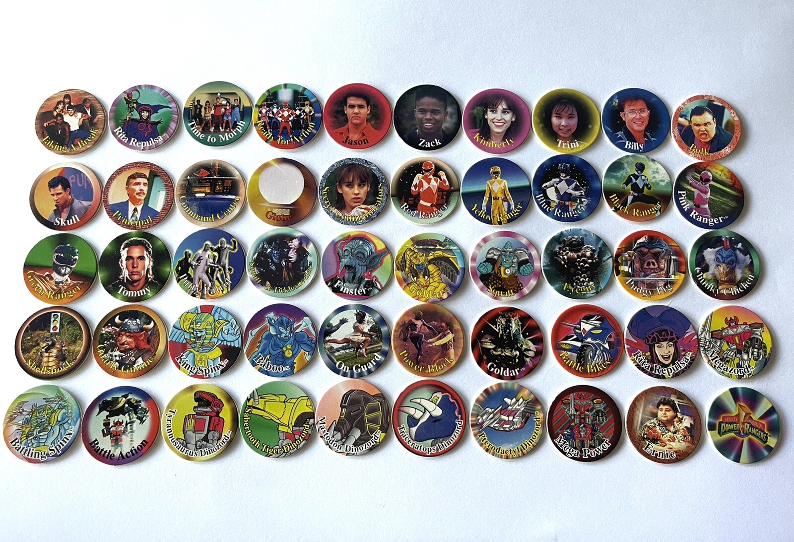 1994 SABAN Mighty Morphin Power Rangers Pogs COMPLETE SET of 50 | eBay