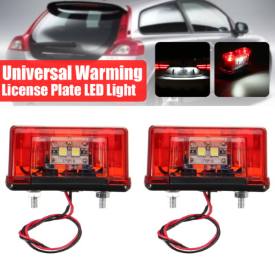 2x LED License Plate Tag Lights 12-24V Tail Rear Lamps For Car Truck ...