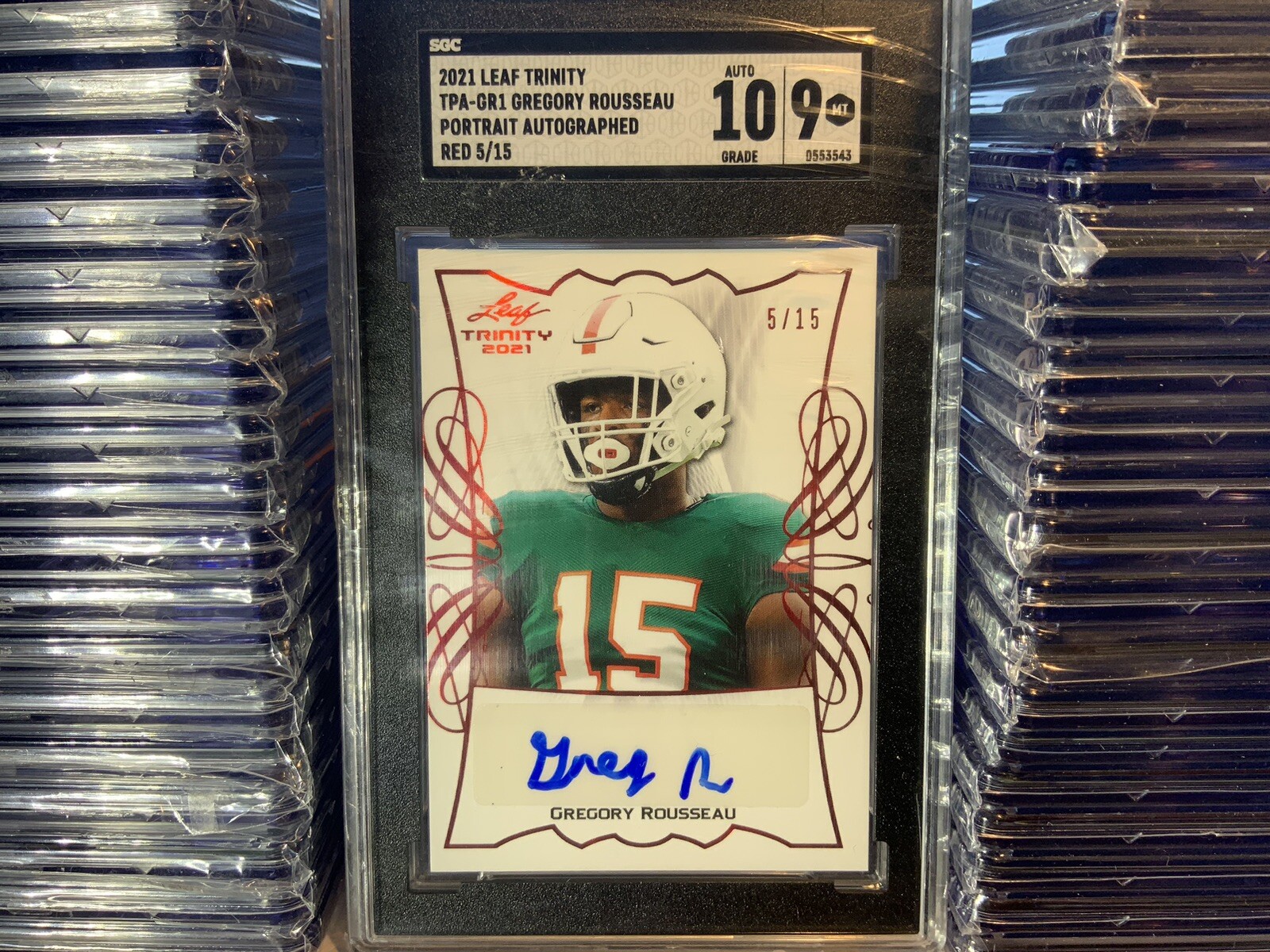 2021 Leaf Trinity TPA-GR1 Gregory Rousseau portrait autograph red 5/15 ...