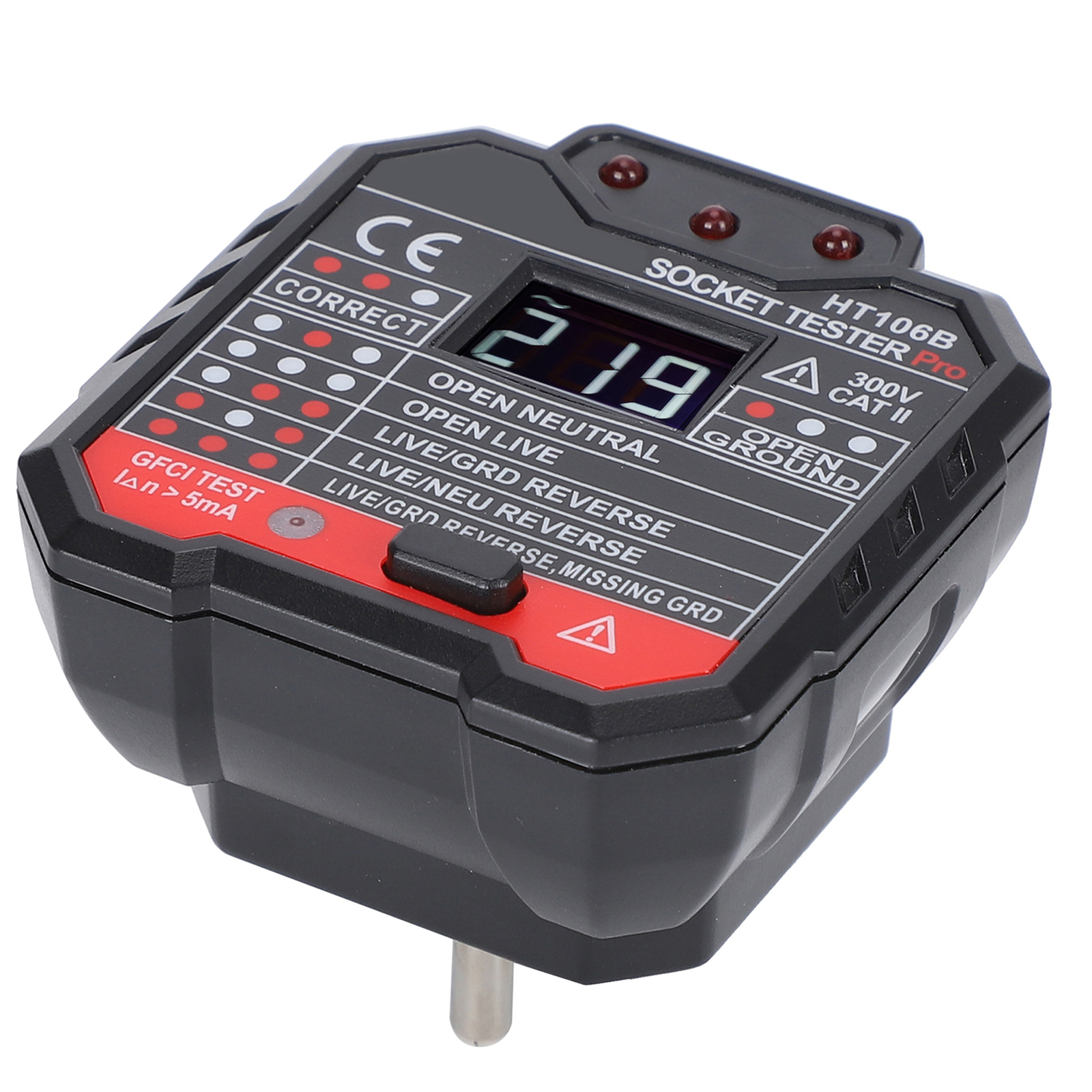 HT106B Digital Display Socket Detector Wall Plug Circuit Breaker Tester ...