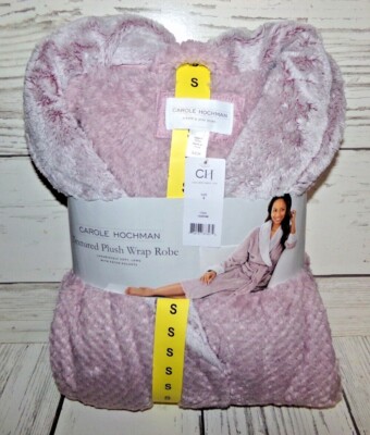 New Carole Hochman Ladies Luxuriously Plush Textured Wrap Robe Pink ...