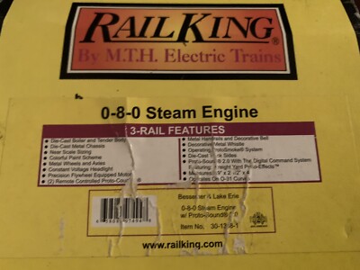 MTH RAILKING BESSEMER & LAKE ERIE 0-8-0 STEAM ENGINE PS2 30-1338-1 O ...