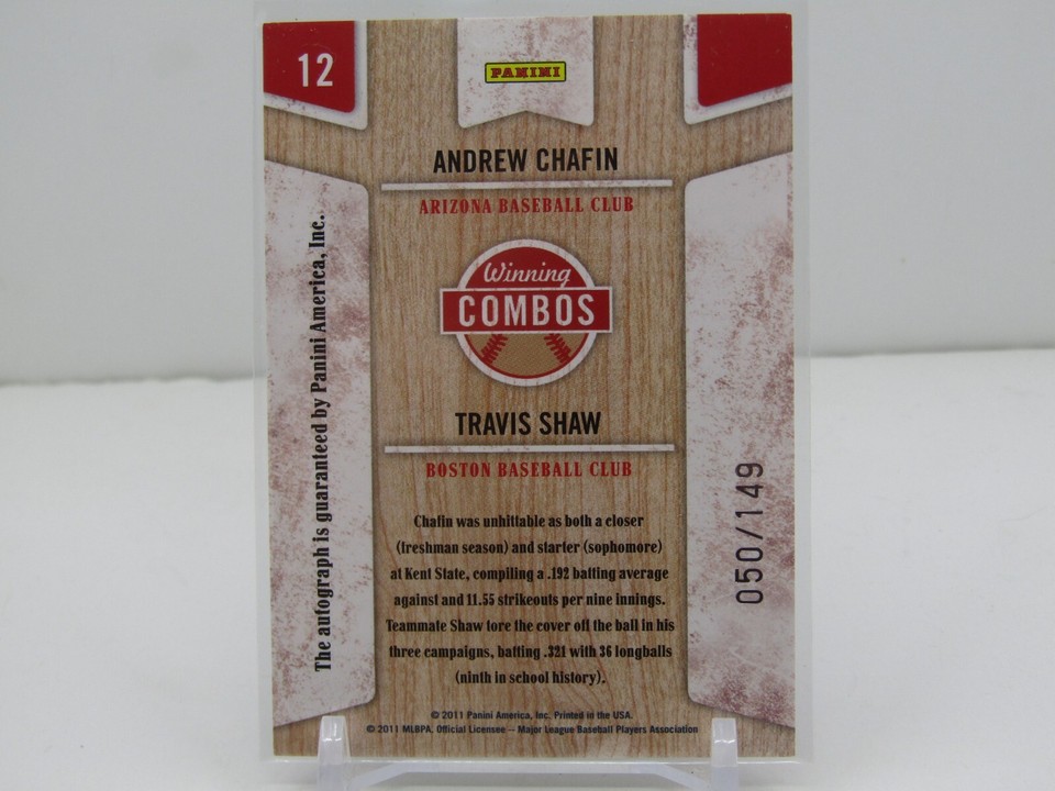 TRAVIS SHAW/ANDREW CHAFIN 2011 PLAYOFF CONTENDERS DUAL AUTOGRAPHS! #50/ ...