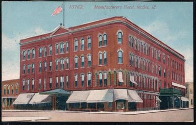 MOLINE IL ILLINOIS Manufacturers Hotel Antique 1913 Postcard Vtg Town ...