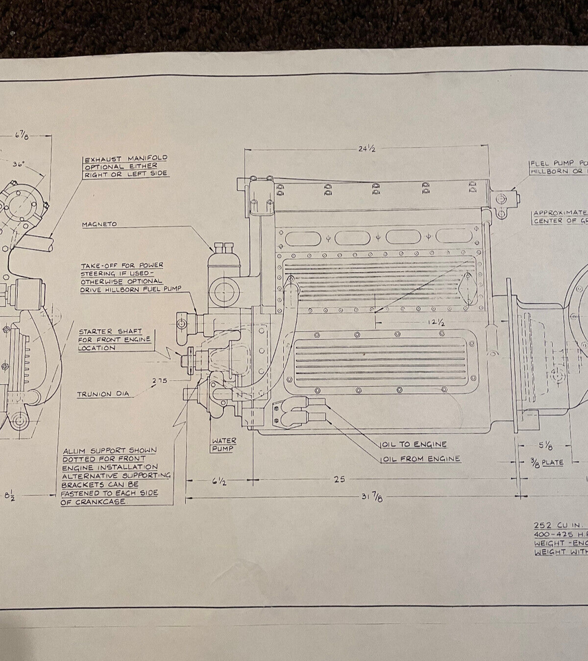 Vintage Print Meyer & Drake Racing Engine Blue Prints Offenhauser? Los ...