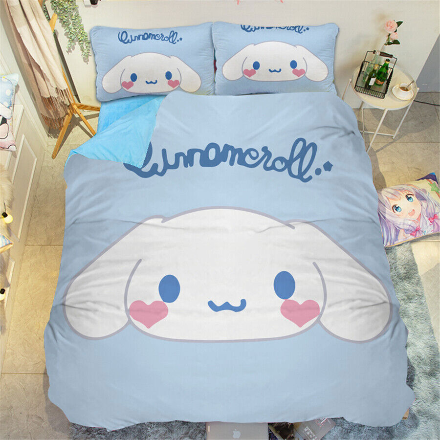 Cartoon Duvet Cinnamoroll Cover Bed Sheet Pillowcase Set for Twin Queen ...
