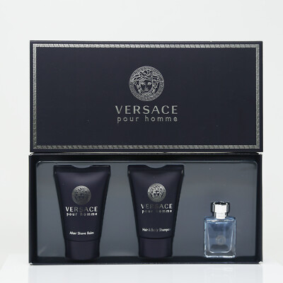 Versace Pour Homme Men's EDT, Hair & Body shampoo, After Shave Balm Set ...