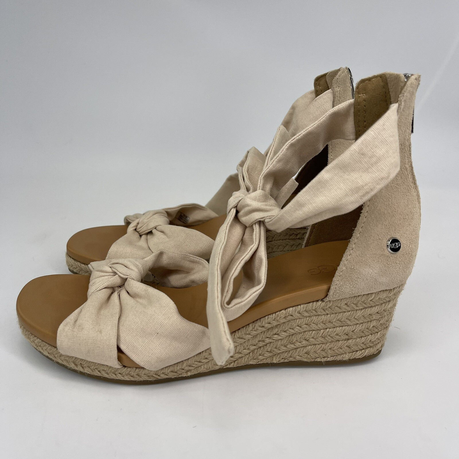 UGG Yarrow Espadrille Wedge Beige Canvas Sandals Wome… - Gem