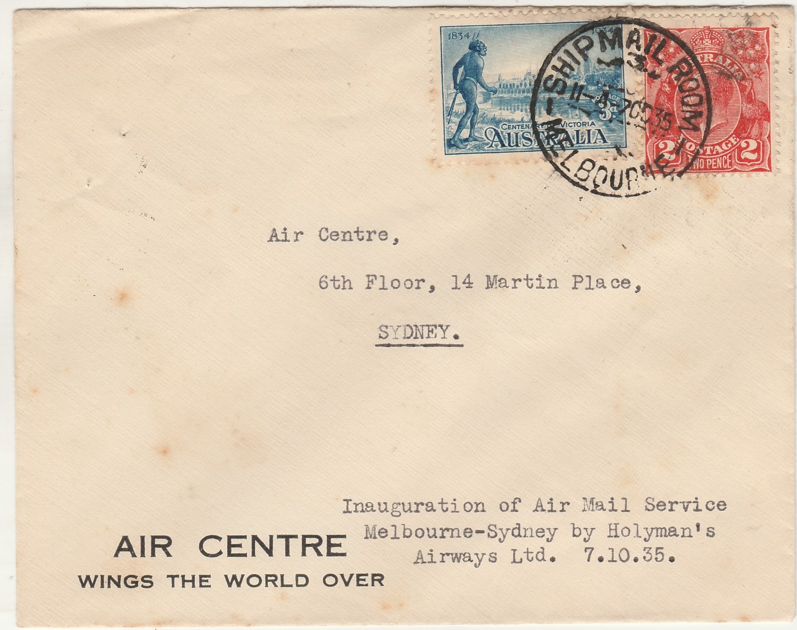 AUSTRALIA 1935 FIRST FLIGHT COVER MELBOURNE SYDNEY HOLYMAN'S AIRWAYS | eBay
