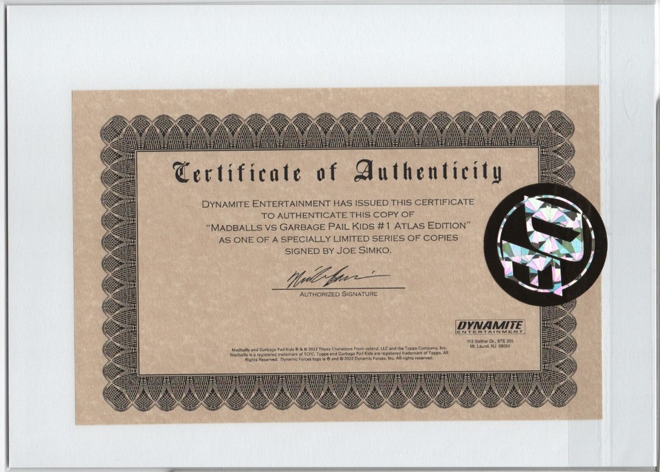 MADBALLS VS GARBAGE PAIL KIDS #1 – JOE SIMKO ATLAS COMICS – SIGNED ...