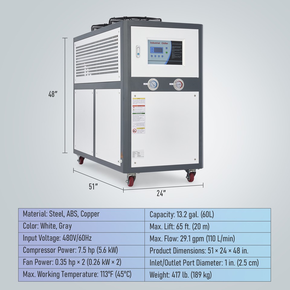 CREWORKS 5Ton 7.5HP Air-cooled Industrial Water Chiller for Laser ...
