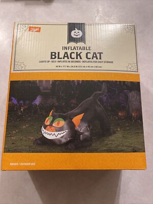 New Halloween 4 FT Lighted Black Cat Airblown Inflatable | eBay