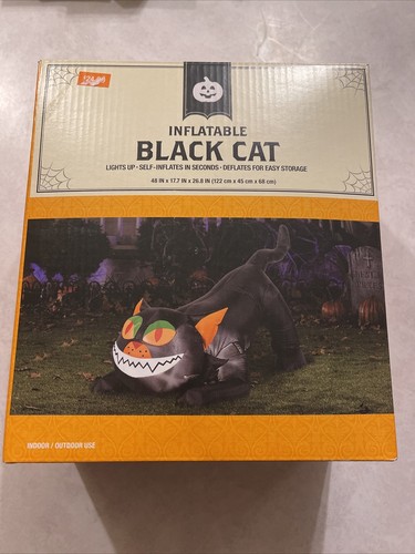New Halloween 4 FT Lighted Black Cat Airblown Inflatable | eBay