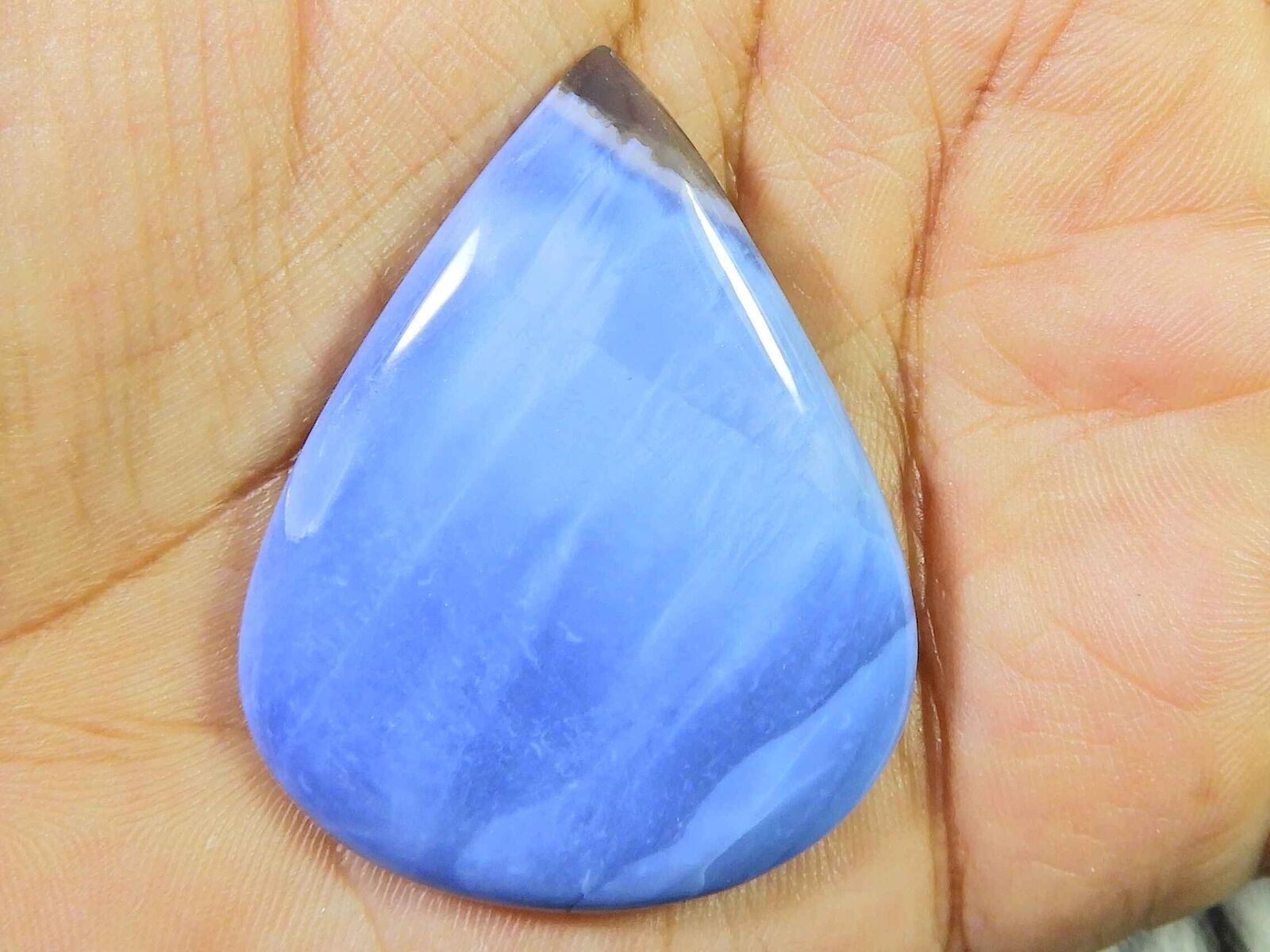 44Cts. Peru Blue Opal Pear Crystal Mineral Cabochon Loose Gemstone ...