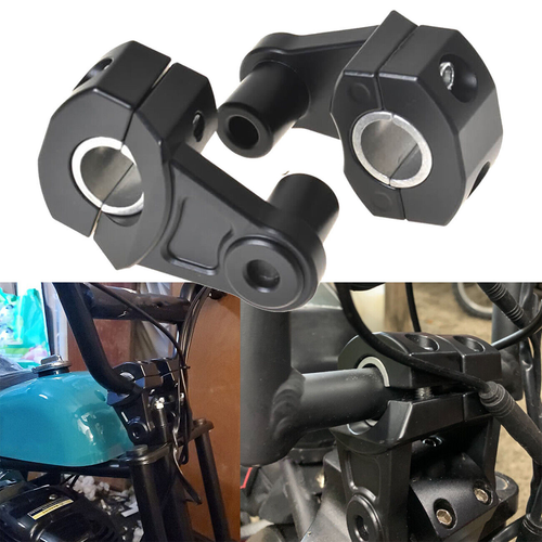 Black HandleBar Bar Mount Clamps Risers Adaptor For 7/8" to 1" Dirt Pit ...