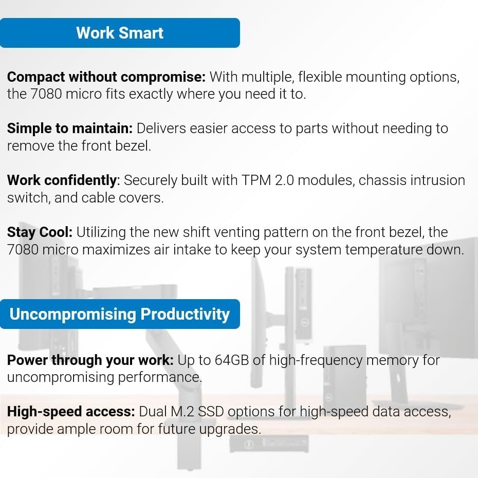 Dell OptiPlex 7080 i7 16GB Memory 256GB SSD Win10 Pro Micro Mini ...